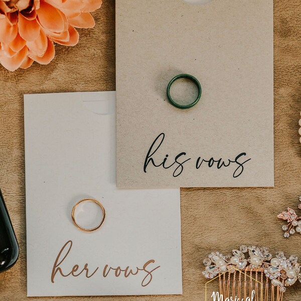 Cursive Vow Cards, Vow Renewal Cards, Vow Cards, His Vows, Her Vows ...