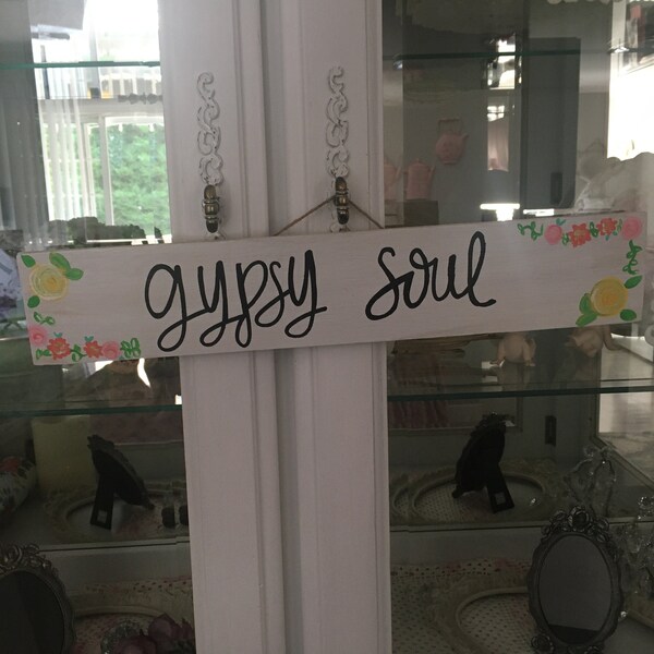 Boho Sign, Gypsy Soul, Boho Wall Decor, Floral Sign, Gypsy Art ...