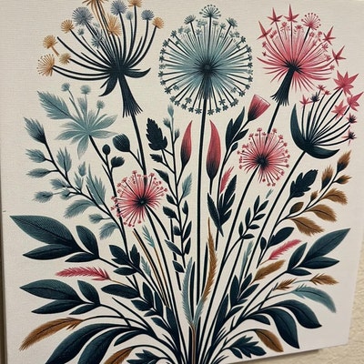 Scandinavian Kurbits Cream Orange and Blue Flower Shower Curtain Bright ...