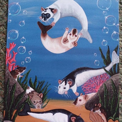 Rat Birthday Card Two Rats Enjoying a Birthday Cake and Party Rat ...