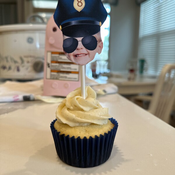 Police Cupcake Toppers, Photo Cupcake Toppers, PRINTABLE Cupcake ...