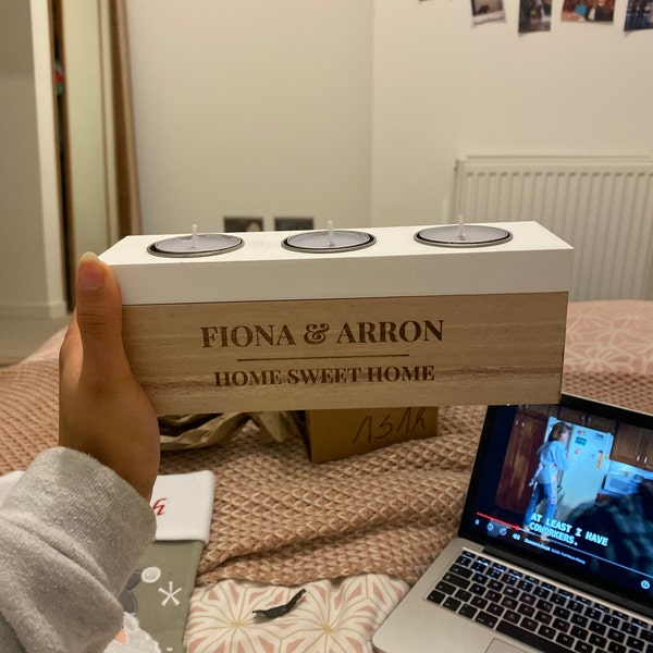 Personalised Classic Triple Tea Light Box - Tealight Box - New Home ...