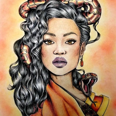 Snake Queen premium Adult Coloring Page ,instant Download,printable ...