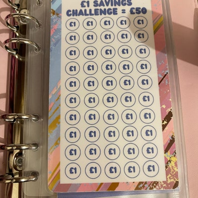 One Pound Savings Challenge Wallet Insert Tracker Pastel - Etsy