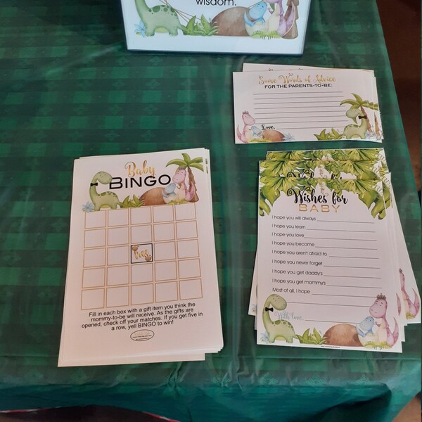 Baby Bingo Baby Shower Game | Dinosaur Baby Shower | Hatching Baby Dino ...