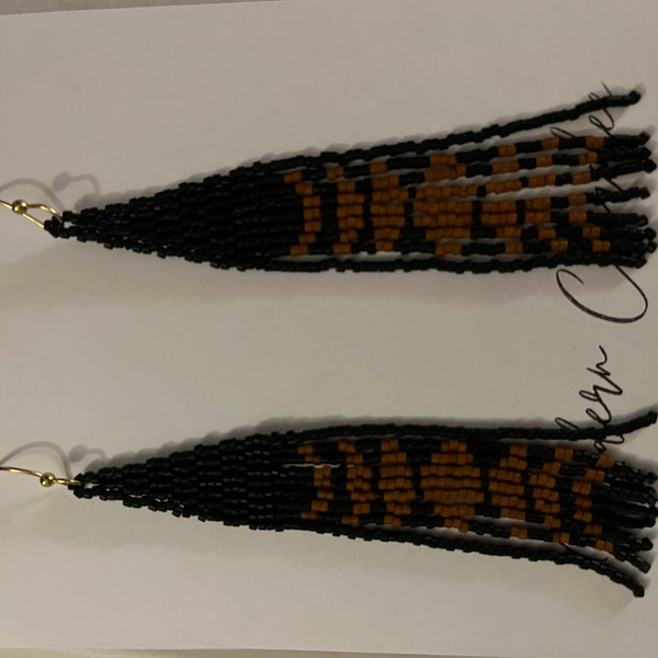 THE OSAGE // Beaded Earrings Beaded Fringe Earrings Native American ...