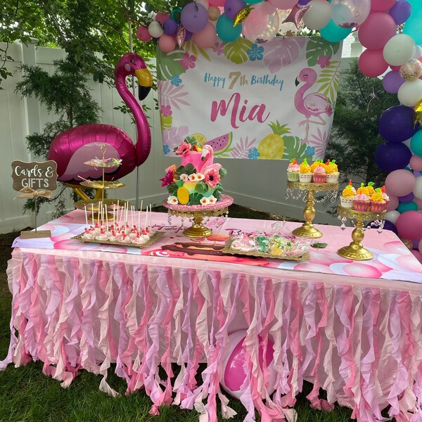 Flamingo Backdrop Banner. PRINTABLE FILE. Flamingo Birthday Party ...