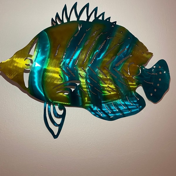 Metal Fish Art Aluminum Angelfish Tropical Fish Decor, Metal Nautical ...