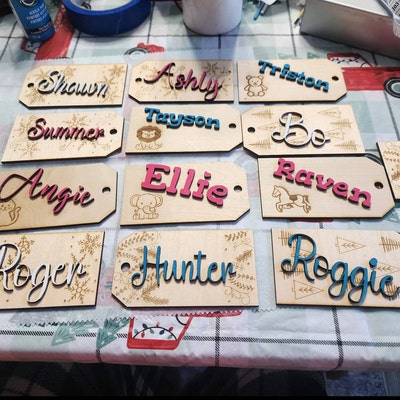 Stocking Tags Laser Cut File, Christmas Stocking Name Tags SVG ...