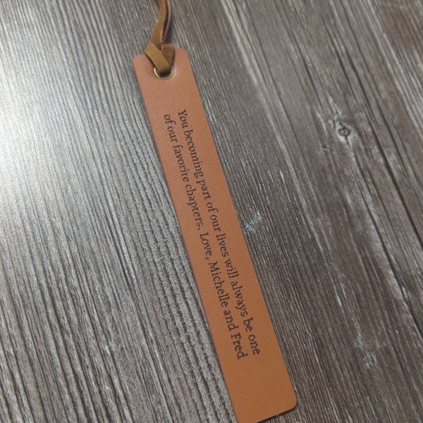 Engraved Leather Bookmark, Custom Favorite Quote Bookmark, Leather ...