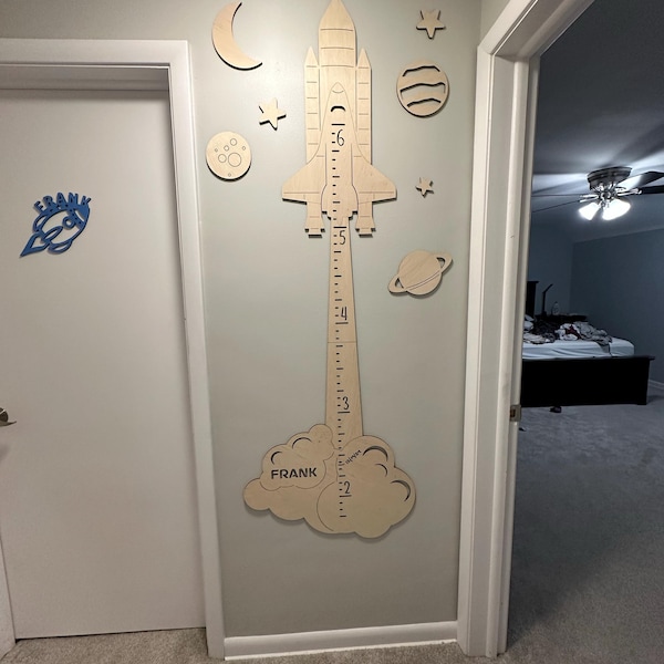 Personalized Space Themed Growth Chart Wooden Growth Chart Rocket Ship ...