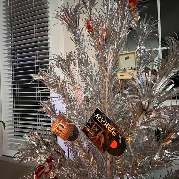 Tiki Christmas Tree Ornament Set Mele Kalikimaka Mini Hawaiian Record ...