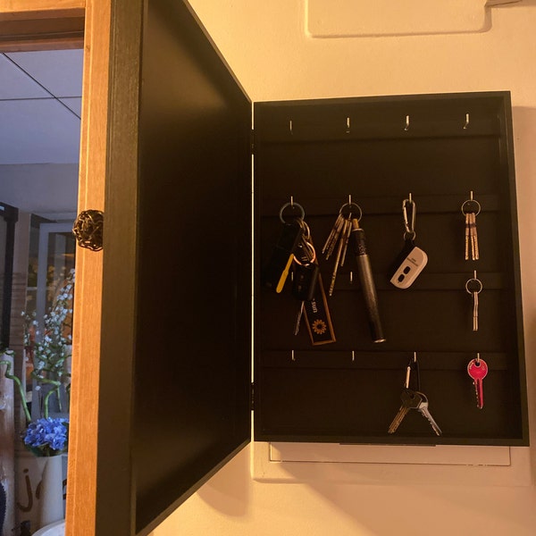 Natural Unpainted Wooden Key Box, Hanging Key Box, Key Hooks, Rustic ...