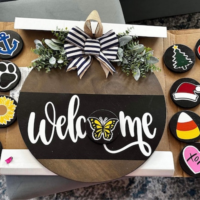 Front Door Decor Interchangeable Sign Interchangeable Holidays ...