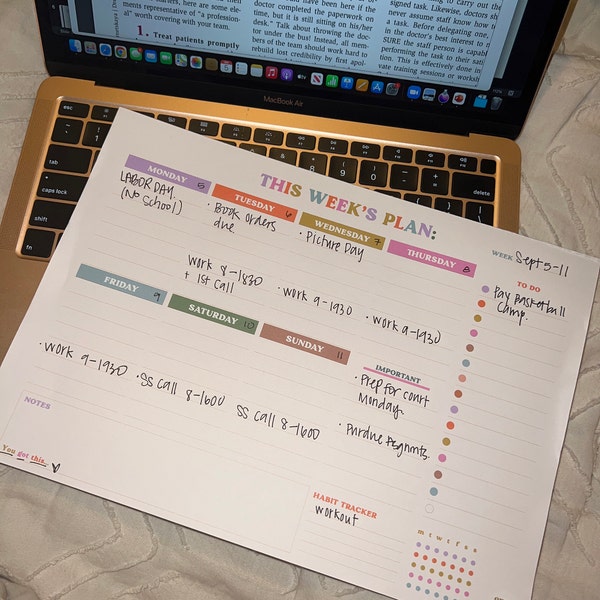 A4 You Got This Weekly Planner Pad | Desk Planner With Habit Tracker ...