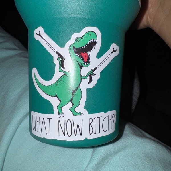 Funny Dinosaur What Now Bitch - Arm Extenders, Sarcastic Sticker ...