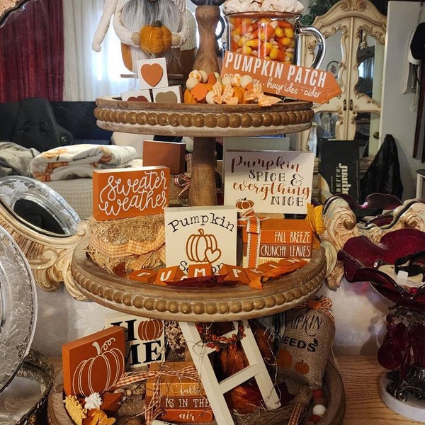 Pumpkin Spice Bundle, Tiered Tray Decor, Rae Dunn Inspired, Farmhouse ...