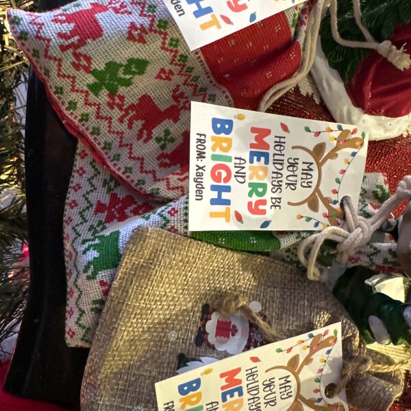 Christmas Gift Tags, Holiday Label, Holiday Gift Tags, Merry & Bright ...