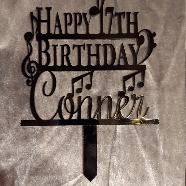 Happy Birthday, Any Age, Cake Topper, Music, Musician, Musical Notes ...