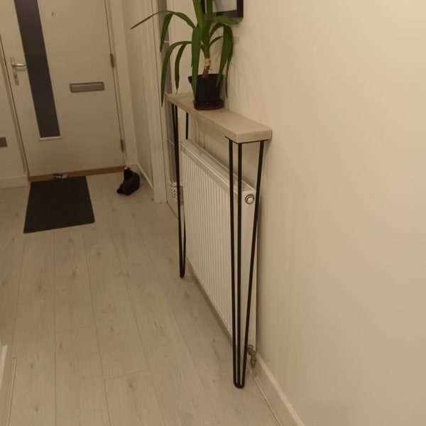 White Console Table, Hallway Table, Radiator Shelf, Rustic Hallway ...
