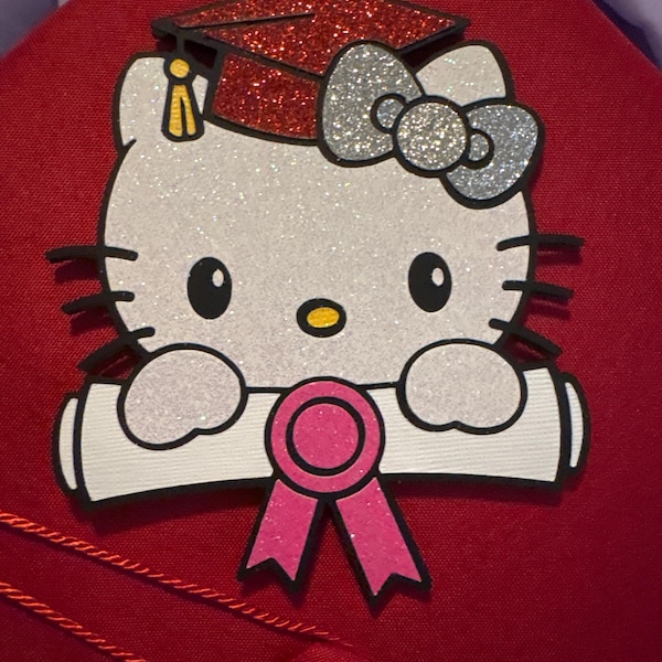 Graduation Kitty (cardstock) Bouquet Topper / Grad Cap Topper / Topper ...