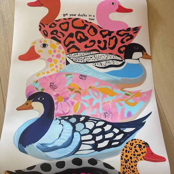 Colorful Ducks Art Print: Kitsch Animal Pattern Wall Decor - Etsy