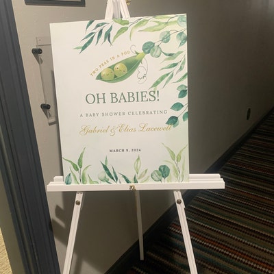 Twin Baby Shower Invitation, Two Peas in a Pod, Printable, Greenery ...