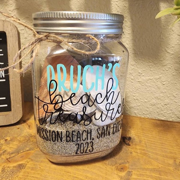 Plastic Seashell Jar- Beach Treasures- Sand Seashell Container- Mason ...