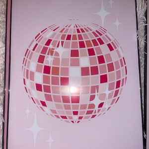 Disco Ball Decor Groovy Poster, Preppy Room Decor Bar Cart Art, Disco ...