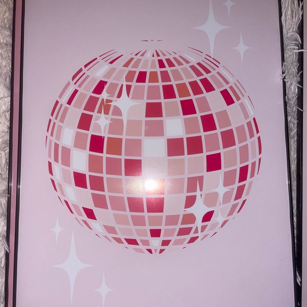 Disco Ball Decor Groovy Poster, Preppy Room Decor Bar Cart Art, Disco ...