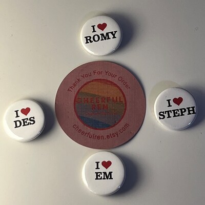 Personalize I Heart Buttons, I Love your Text Here 1.25 or 2.25 Pinback ...