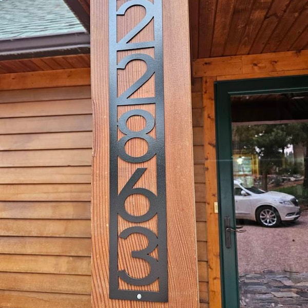 Modern Vertical Metal House Number Sign | Custom Vertical Address ...
