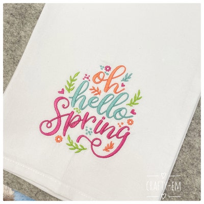 Hello Spring Machine Embroidery Design, 4 Sizes, Instant Download - Etsy