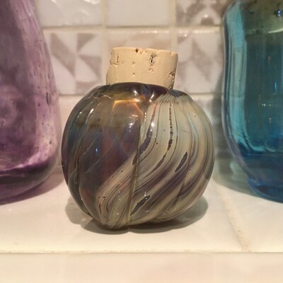 Blue Flower Glass Implosion Marble, Glass Marble, Hand Blown Glass, Art ...