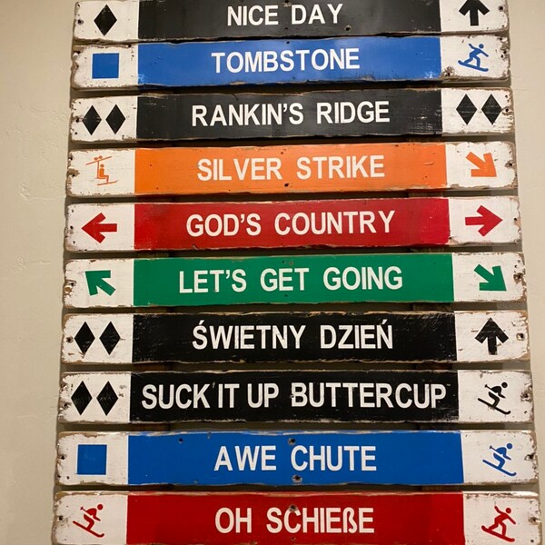 10-14 Slat Custom Ski Trail Signs, Skiing Distressed Wood Sign - Etsy