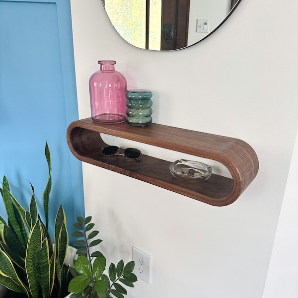 Mid-century Modern Curved Floating Shelves | Modern Floating Wall Shelf ...
