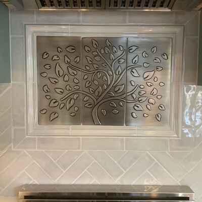 Fabulous Tree With Falling Leaves Set of 3 Handmade Tiles 100% Copper ...