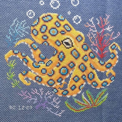 Octopus Cross Stitch Pattern PDF, Modern Cross Stitch PDF, Sea Animal ...