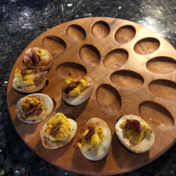 Deviled Egg Tray, Charcuterie Board, Cheese Tray, 7 Wood Types Available, Holds 12 Eggs - Etsy