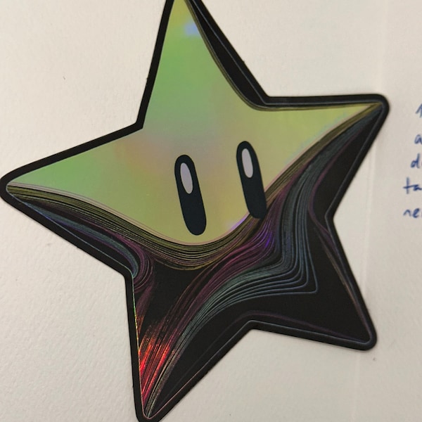 Super Mario Invincibility Star Sticker, Mario Stickers, Holographic ...