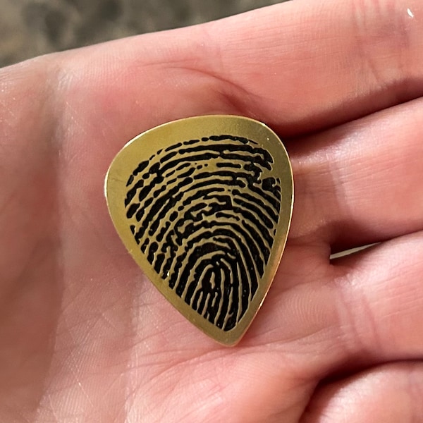 Actual Fingerprint Engraved Guitar Pick • Custom Hand Stamped Pick ...