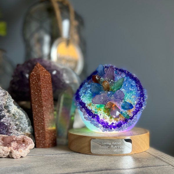 Galaxy Colors Geode Quartz Cluster 80mm Large Sphere Funeral Cremation ...