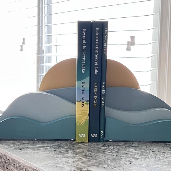 Blue Whale and Waves Bookends, Children’s Under the Sea Decor, Coastal ...