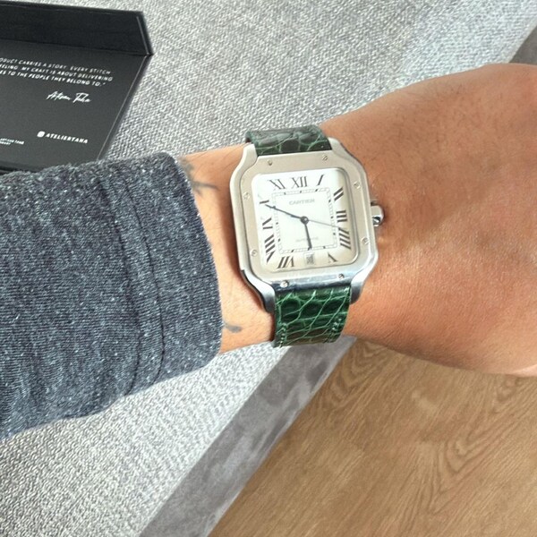 Cartier Santos Shiny Alligator Leather Watch Strap – Quick Release ...