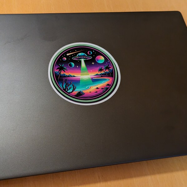 Holographic 80s Neon UFO Sticker - Etsy