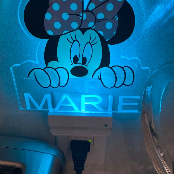Minnie Mouse Night Light Multi Color Personalized LED Wall Plug-in Cool ...
