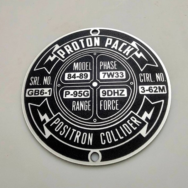 Custom GHOSTBUSTERS PROTON PACK Specifications Data Plate Serial ...