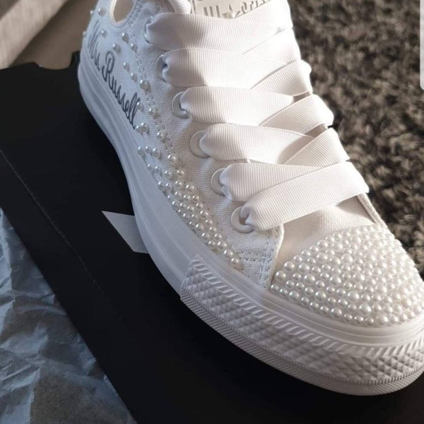 Wedding Bridal Customised Converse, Crystals, Charms, Personalised, Bling Bride - Etsy
