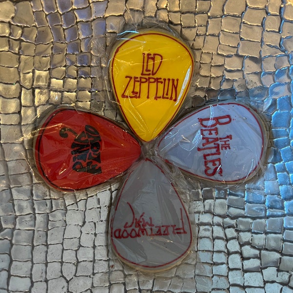 24 Large Guitar Picks Rock Band Name Custom Cookies, Personalized ...