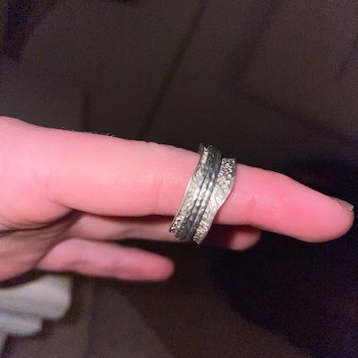 Gia Spinner Ring Handmade 925 Sterling Silver or 14K Yellow Gold Mixed Metal Anxiety Spinner ...